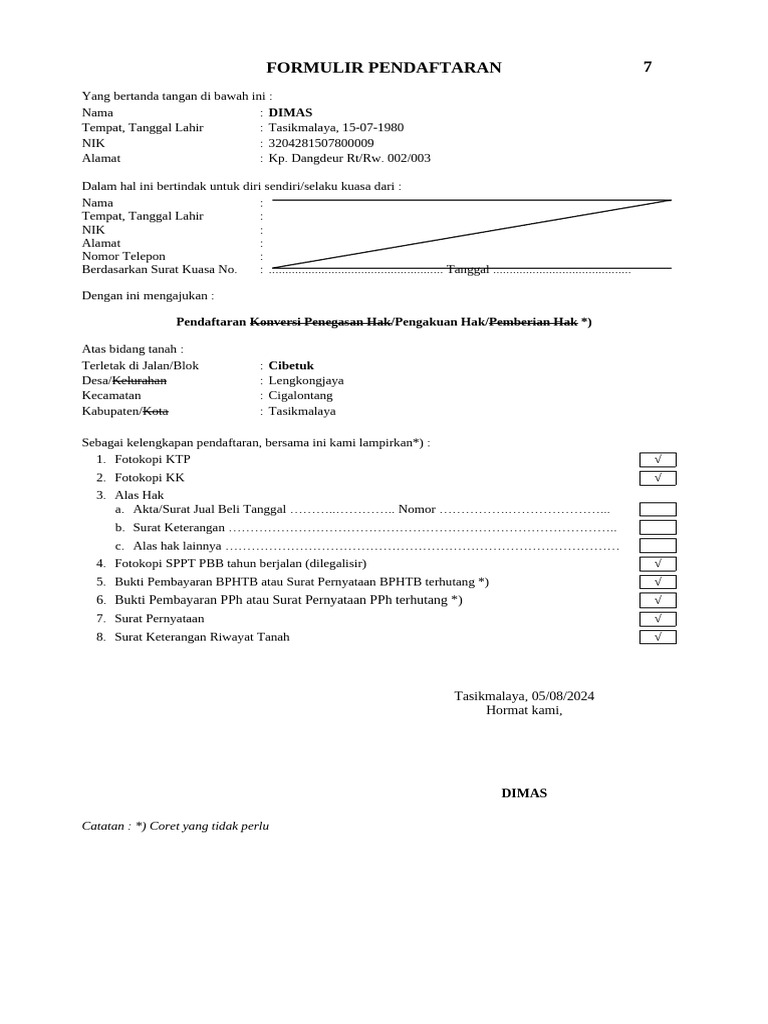 Master Warkah PTSL 2024 | PDF