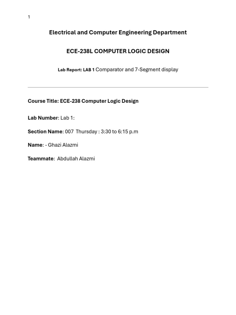Comp - 7seg Deisp Lab Report | PDF