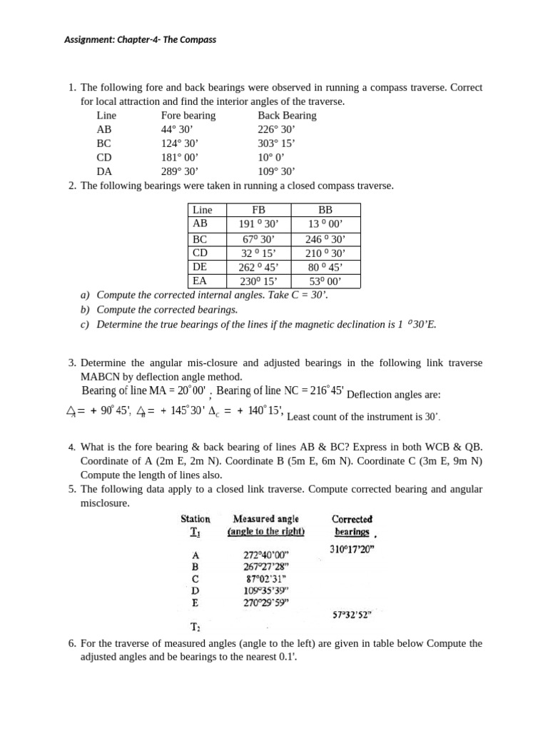 Chapter-4 - The Compass - PPB - Surveying - I | PDF | Compass | Angle