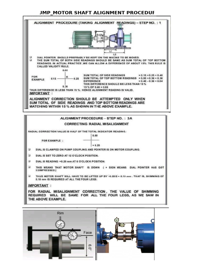 Pump - Motor Shaft Alignment Procedure | PDF