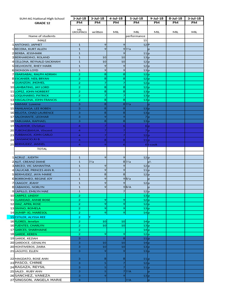 Grade 12 Student Performance Report | PDF