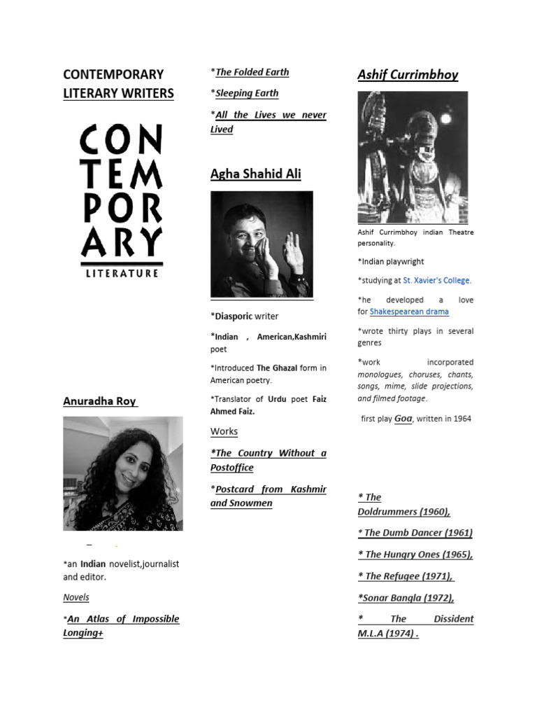 Contemporary Literature Authors Overview | PDF | Poetry | Classics