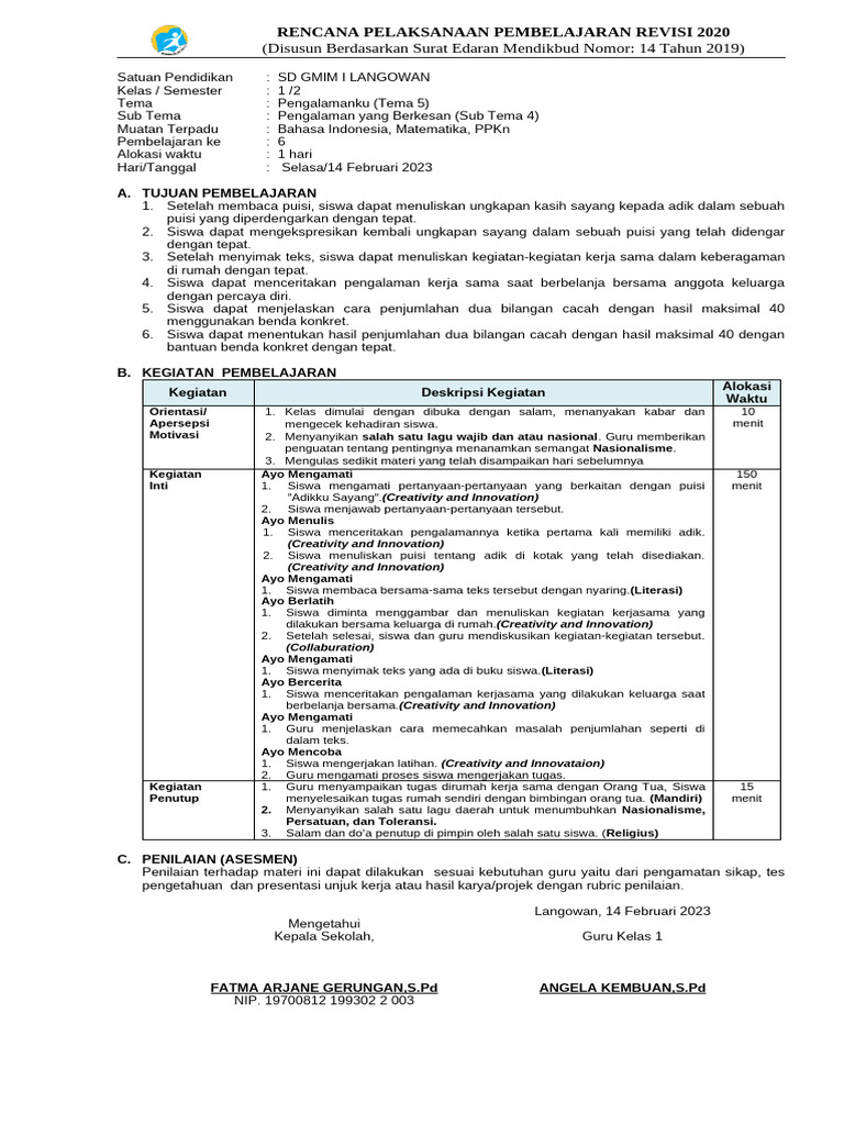 Disusun Berdasarkan Surat Edaran Mendikbud Nomor: 14 Tahun 2019 | PDF