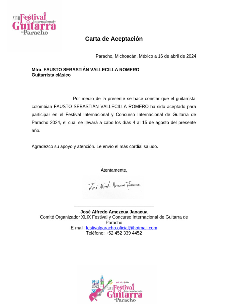 Carta Aceptación Machote | PDF