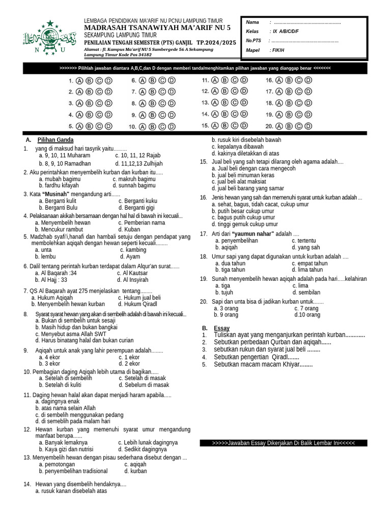 Kop Pts Ganjil 2024-2025 | PDF