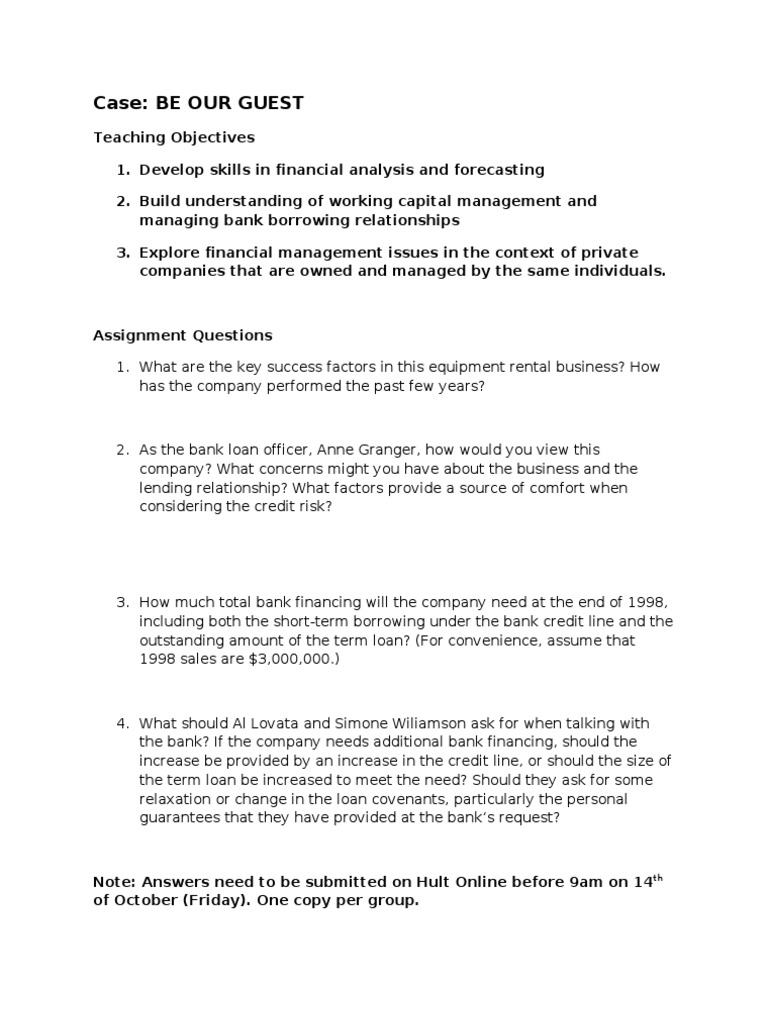 Case Questions-Be Our Guest | PDF