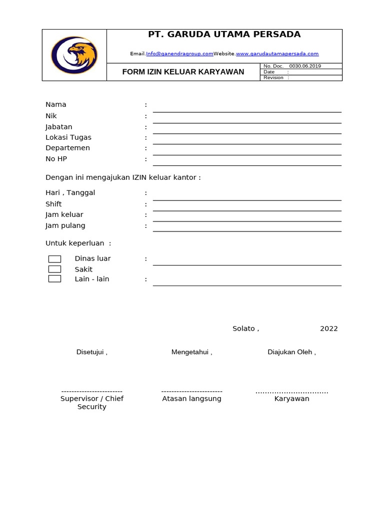 Izin Keluar Karyawan | PDF