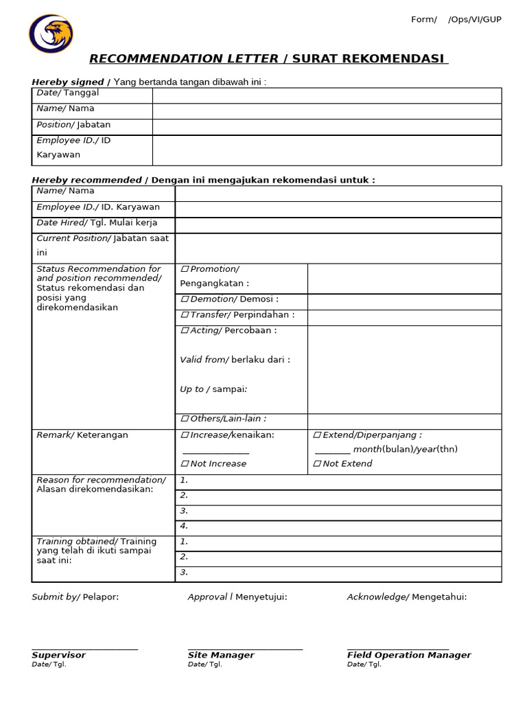 20 FSSI Recommendation Letter Form - Rev - Ok | PDF