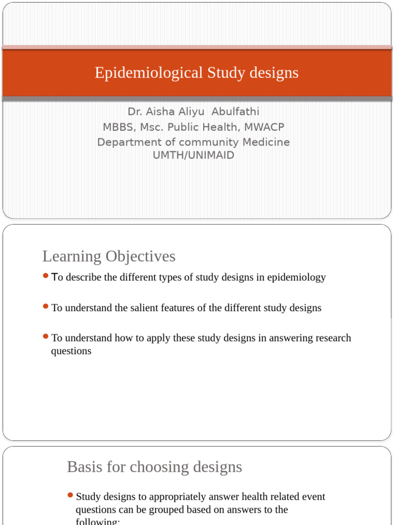Epidemiology Study Designs | PDF | Sensitivity And Specificity | Self ...