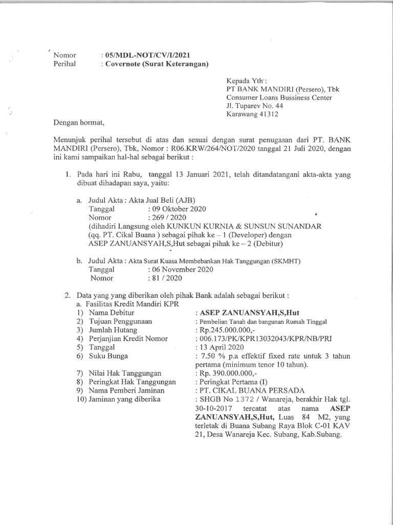 Covernote Asep | PDF