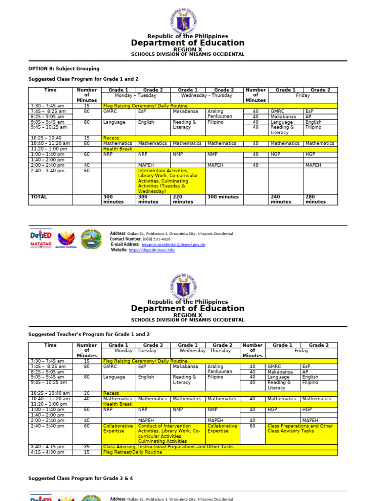 Sample-MG-Class-Program-Subject-Grouping | PDF