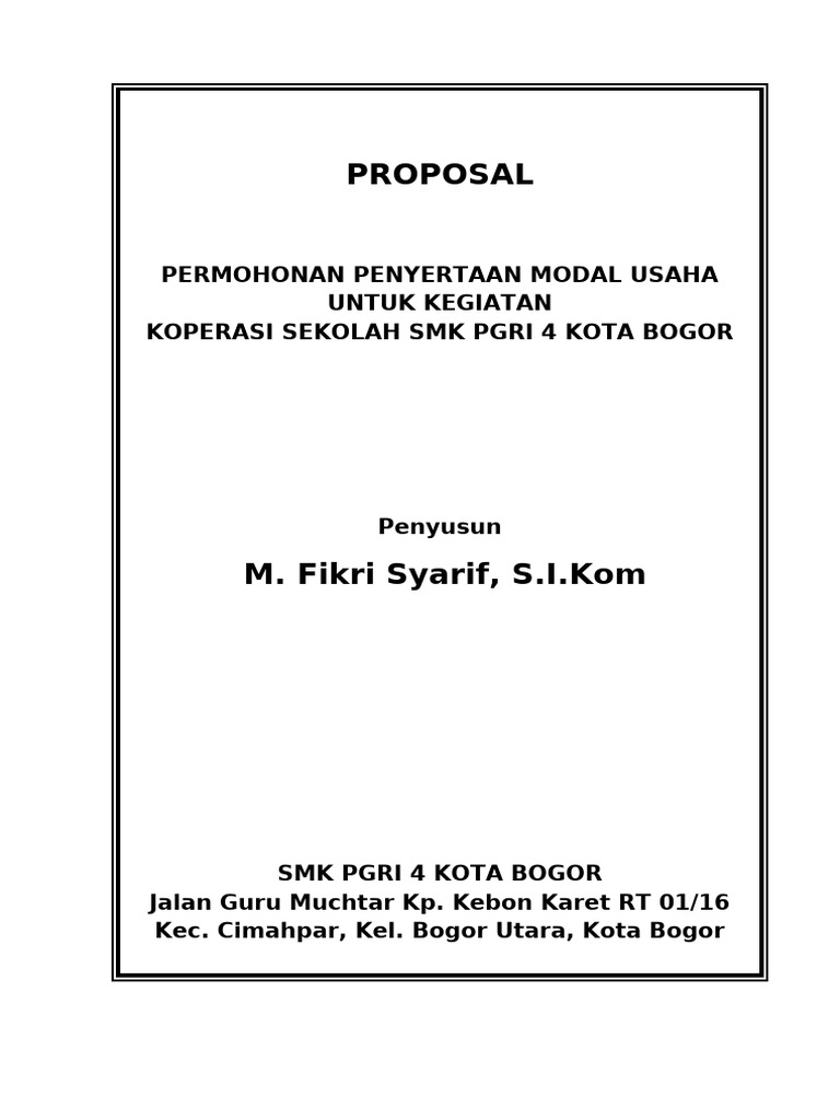 Proposal Koperasi | PDF