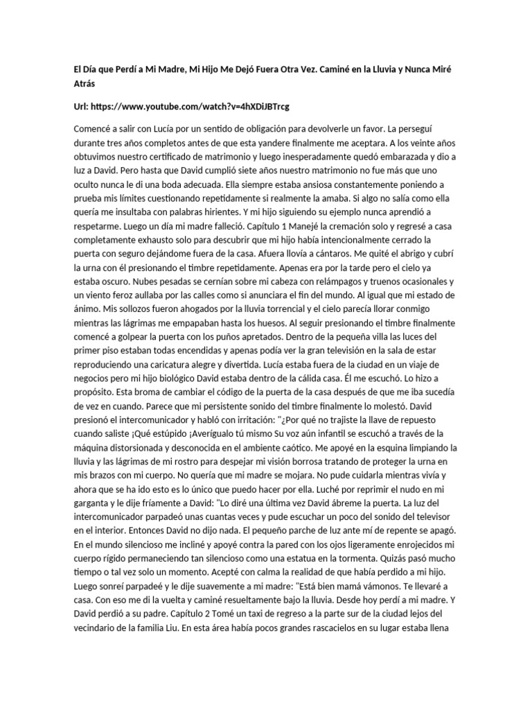 El Dia Que Perdi AMi Madre | PDF