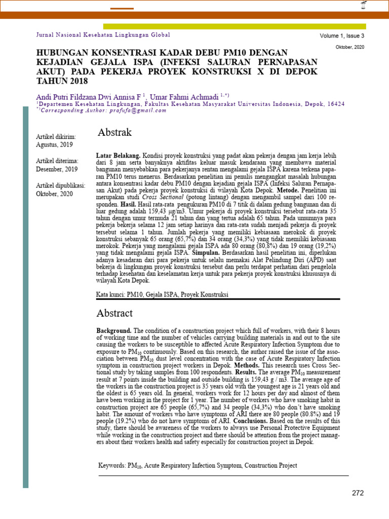Hubungan ISPA Dan PM10 | PDF