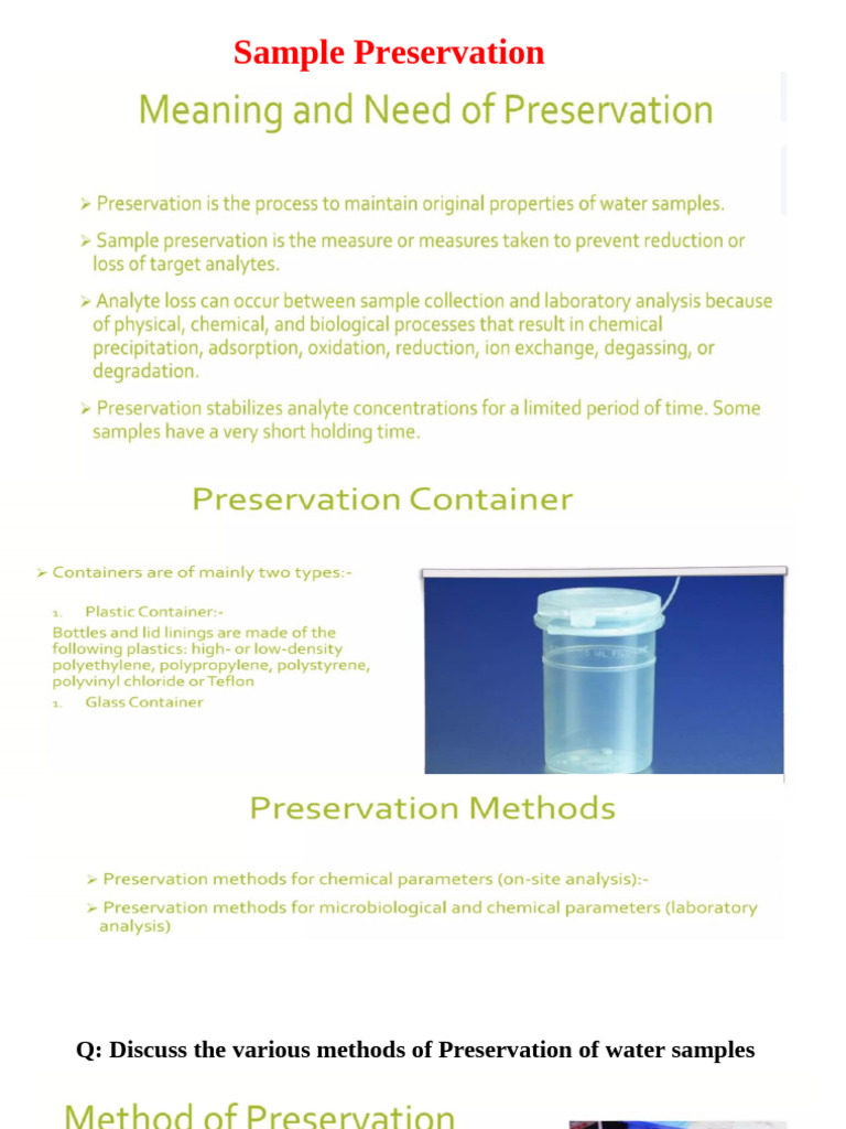 Preservation of Samples | PDF