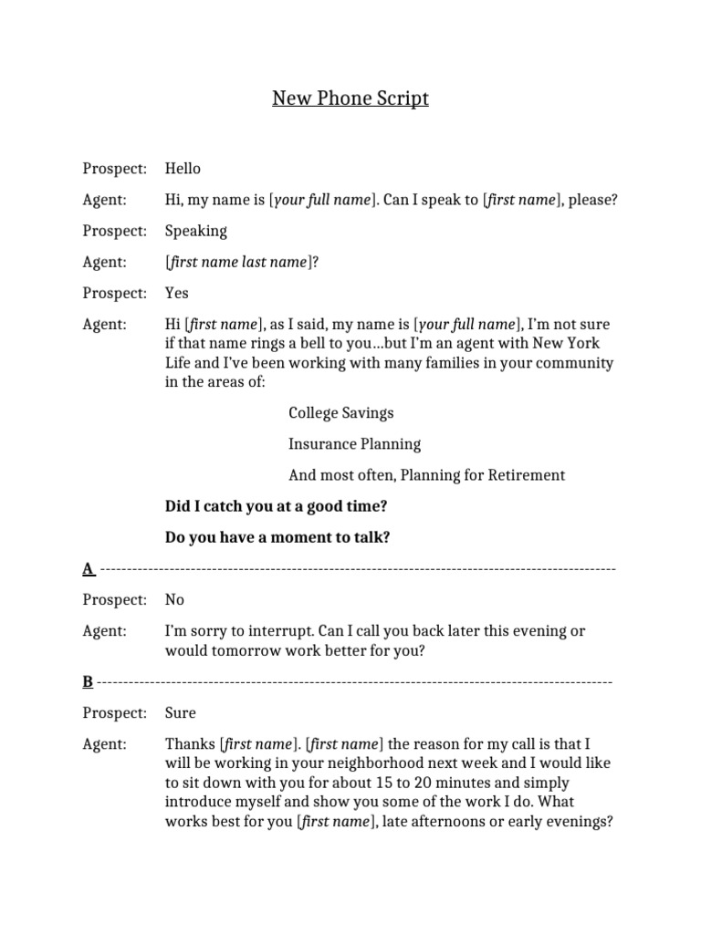 New Phone Script | PDF