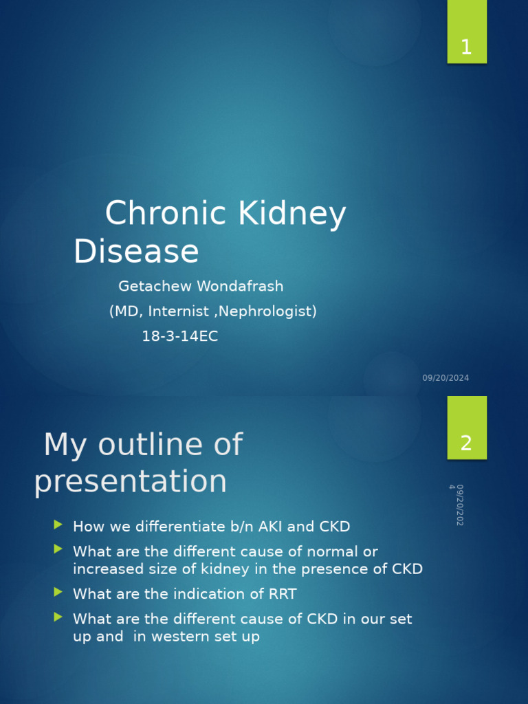 CKD by DR Getachew | PDF | Chronic Kidney Disease | Self-Improvement