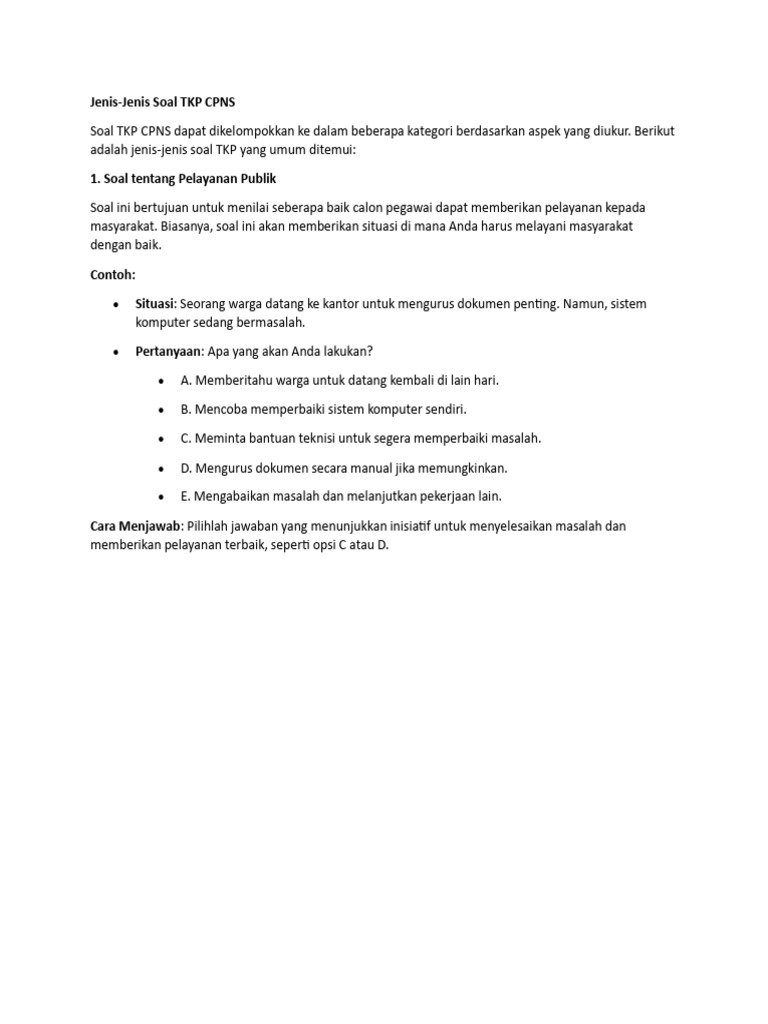 Jenis Soal TKP | PDF