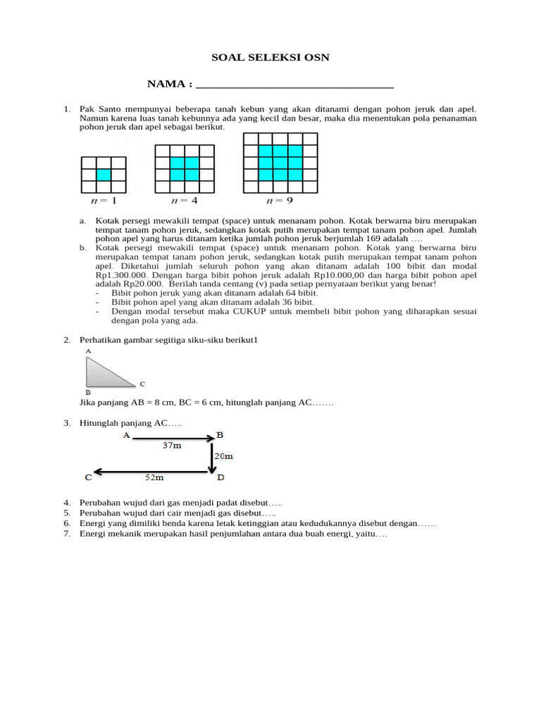 Soal Seleksi Osn 2023 | PDF