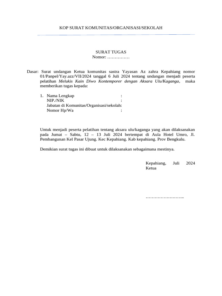 Format Surat Tugas | PDF