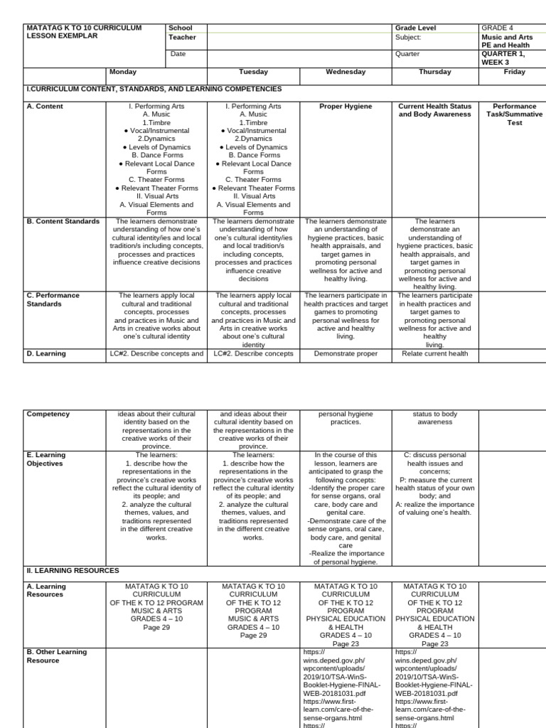Grade 4 Q1W3 Mapeh | PDF