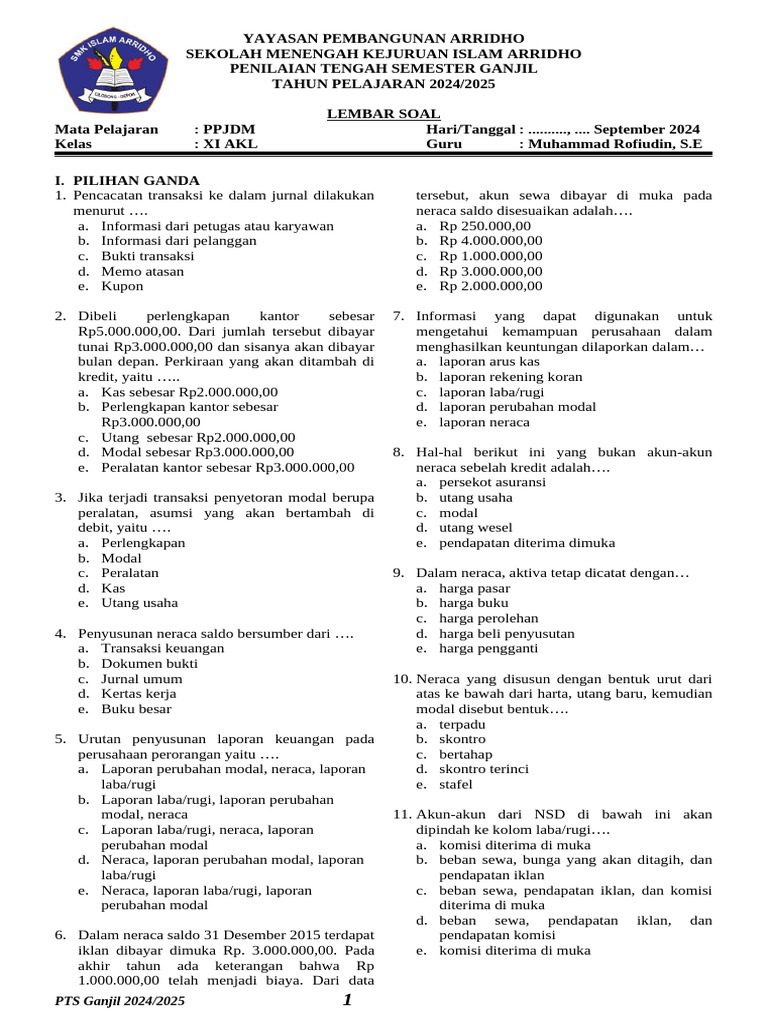 Contoh Format Soal PTS 24-25 | PDF