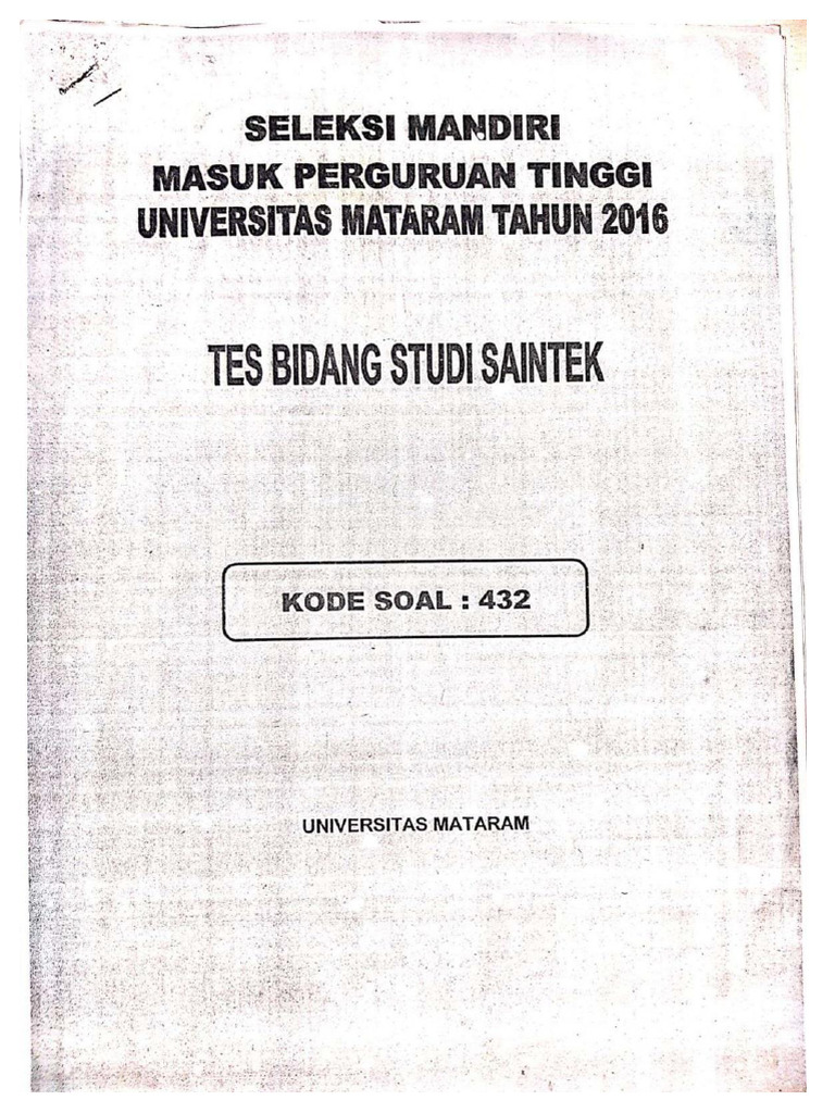SM Universitas Mataram 2016 TBS SAINTEK | PDF