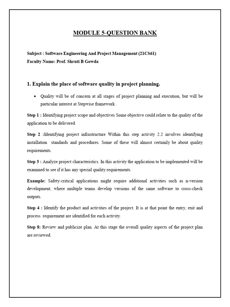 SE MODULE 5 ANSWER QBANK Merged | PDF | Software Quality | Computers SE MODULE 5 ANSWER QBANK Merged | PDF | Software Quality | Computers