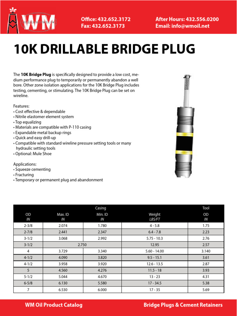 10k Drillable Bridge Plug Complete 1 | PDF | Technology & Engineering