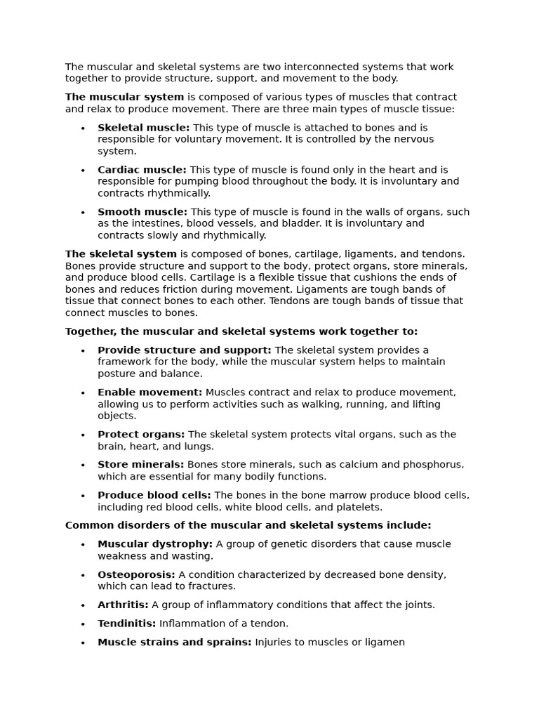 The muscular and skeletal systems | PDF