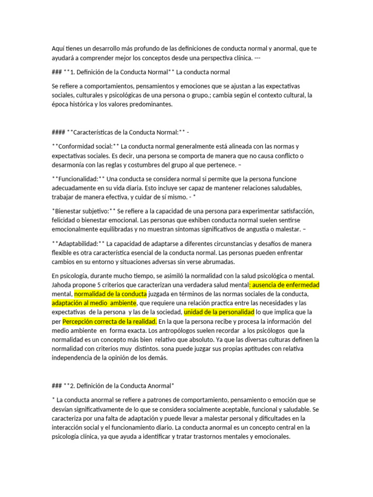 conducta normal y anorml | PDF