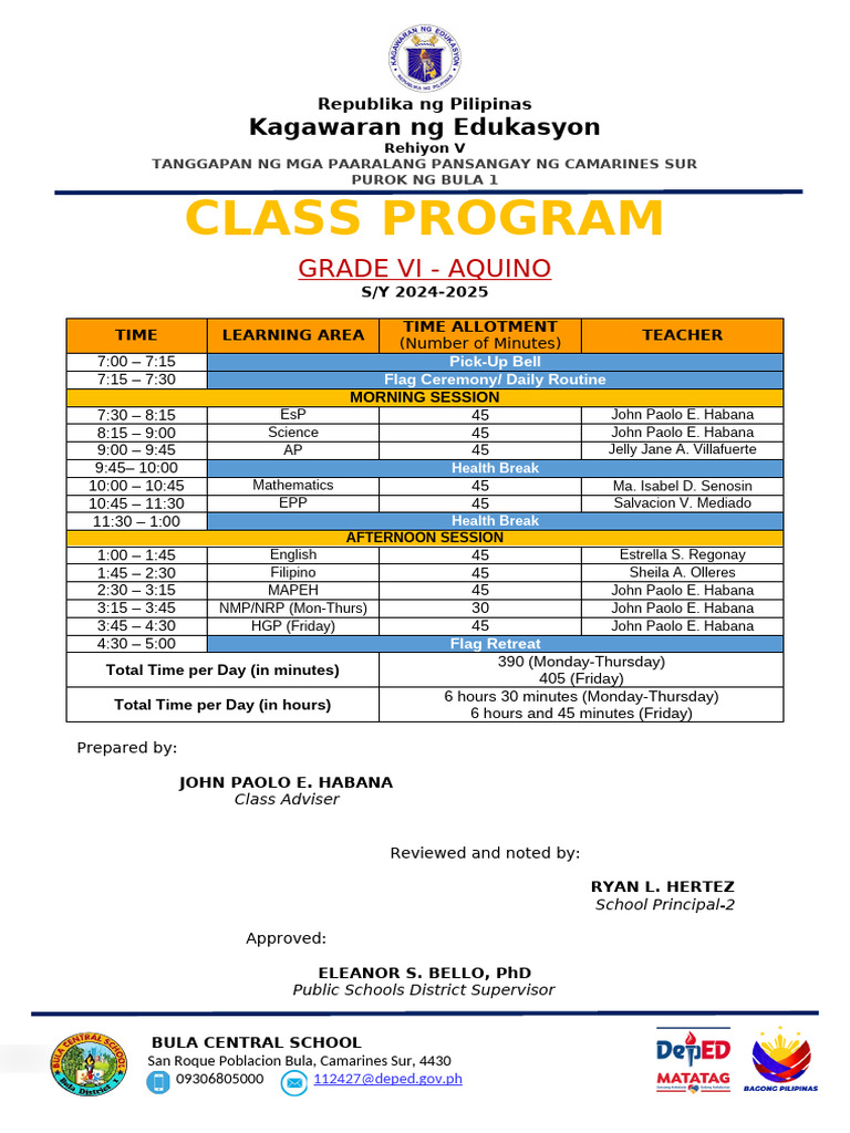 Classprogram Sy 2023 2024 Final | PDF