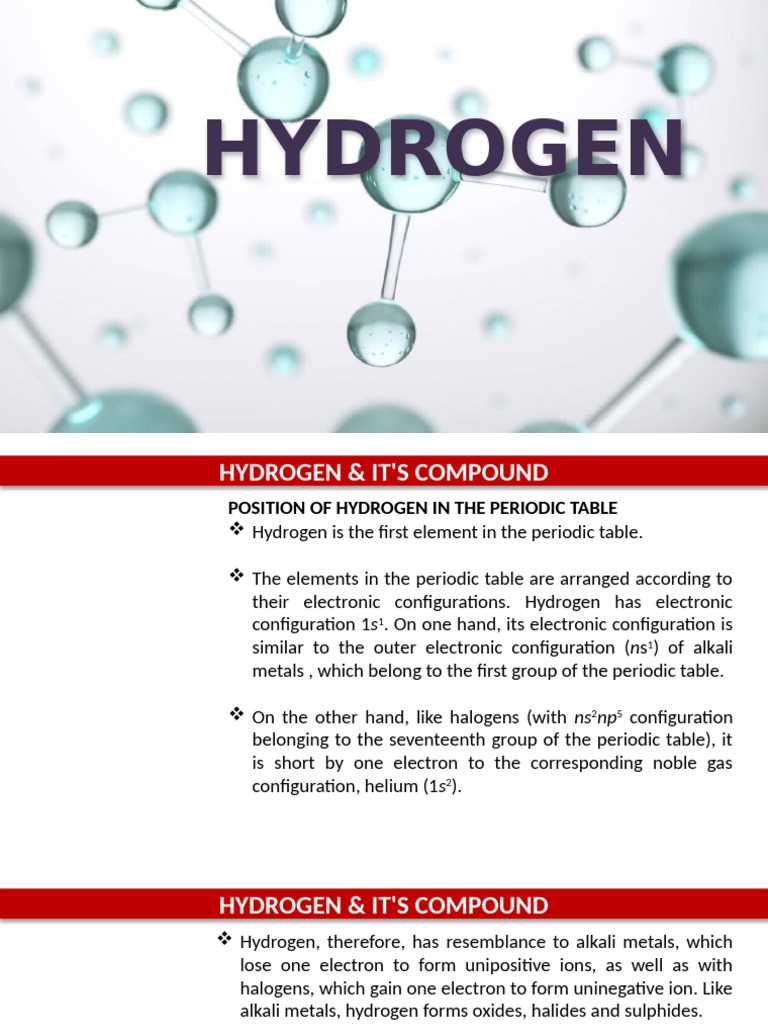 Hydrogen Its Compound | PDF