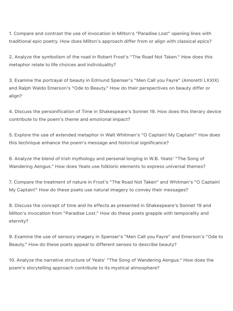 Compare and Contrast The Use of Invocation in Milton's "Paradise | PDF