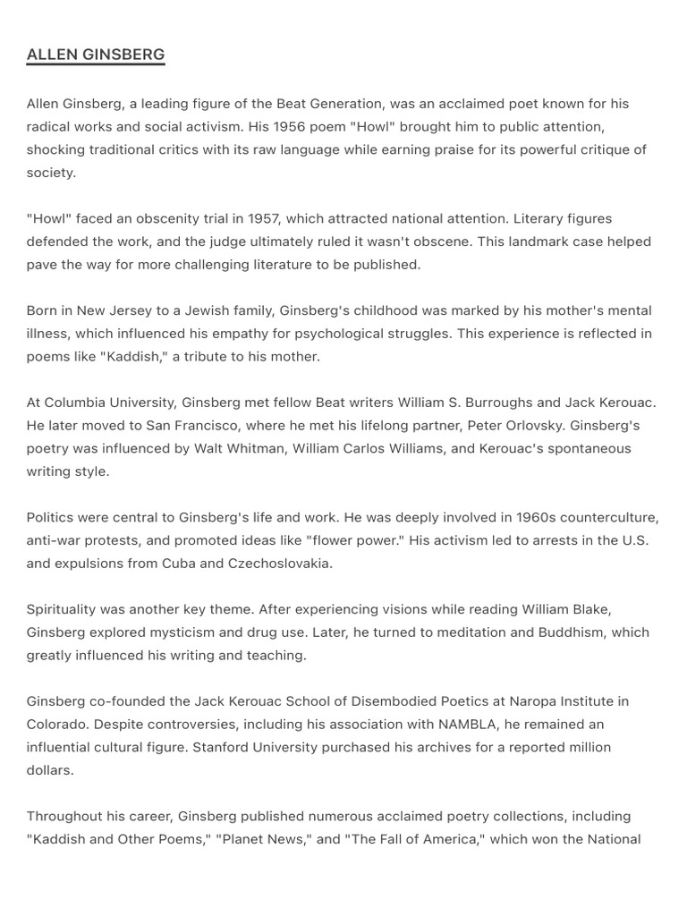 Allen Ginsberg | PDF