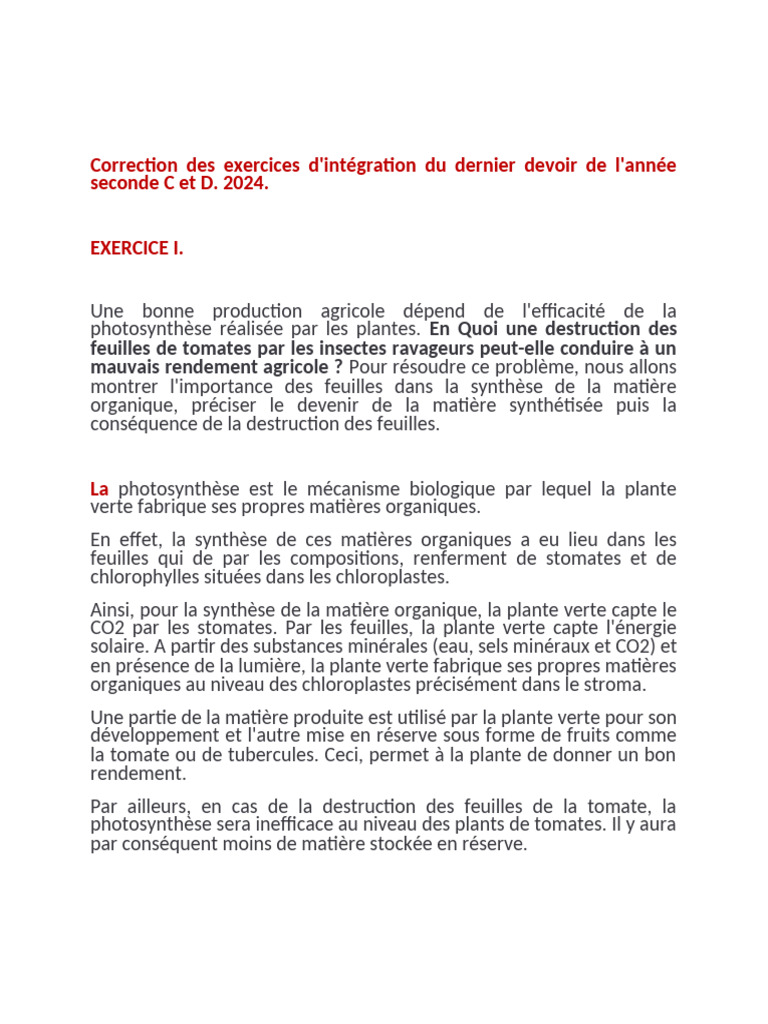 Correction Des Exercices D'intégration Dernier Devoir | PDF