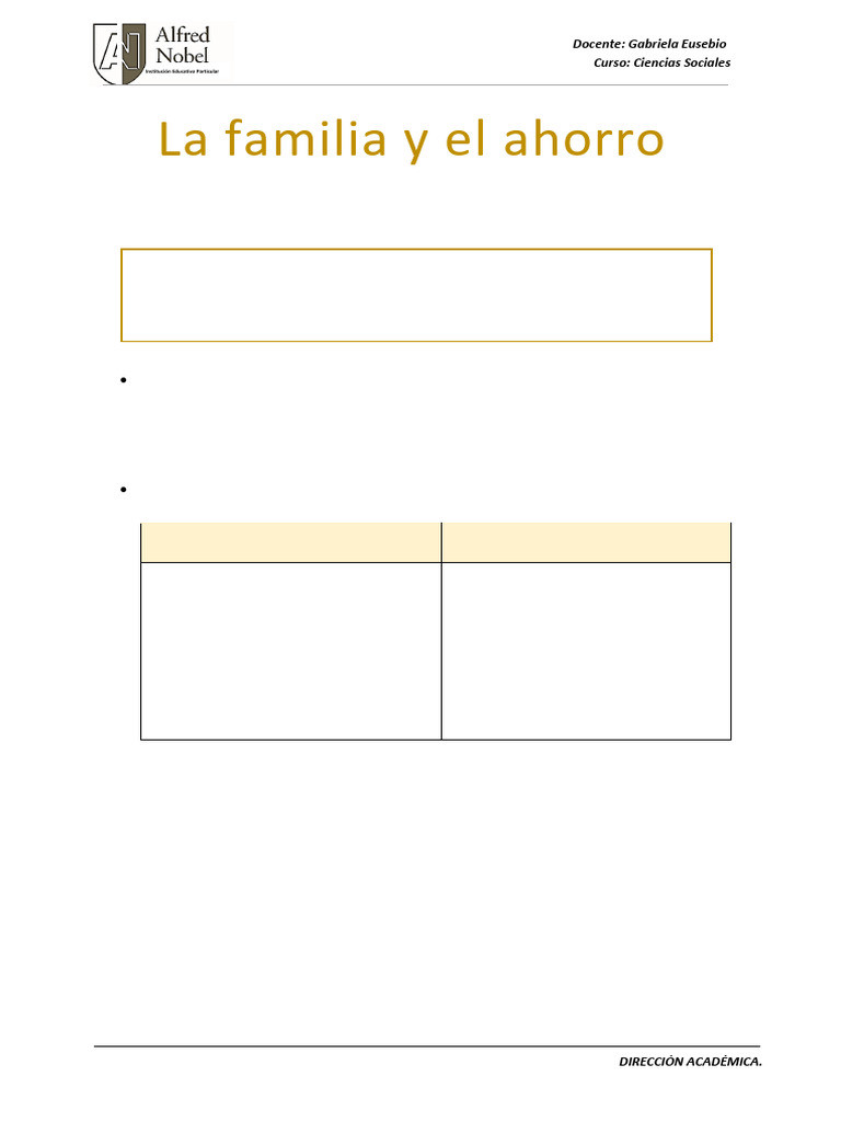 U8 S5 Act. La Familia y El Ahorro | PDF