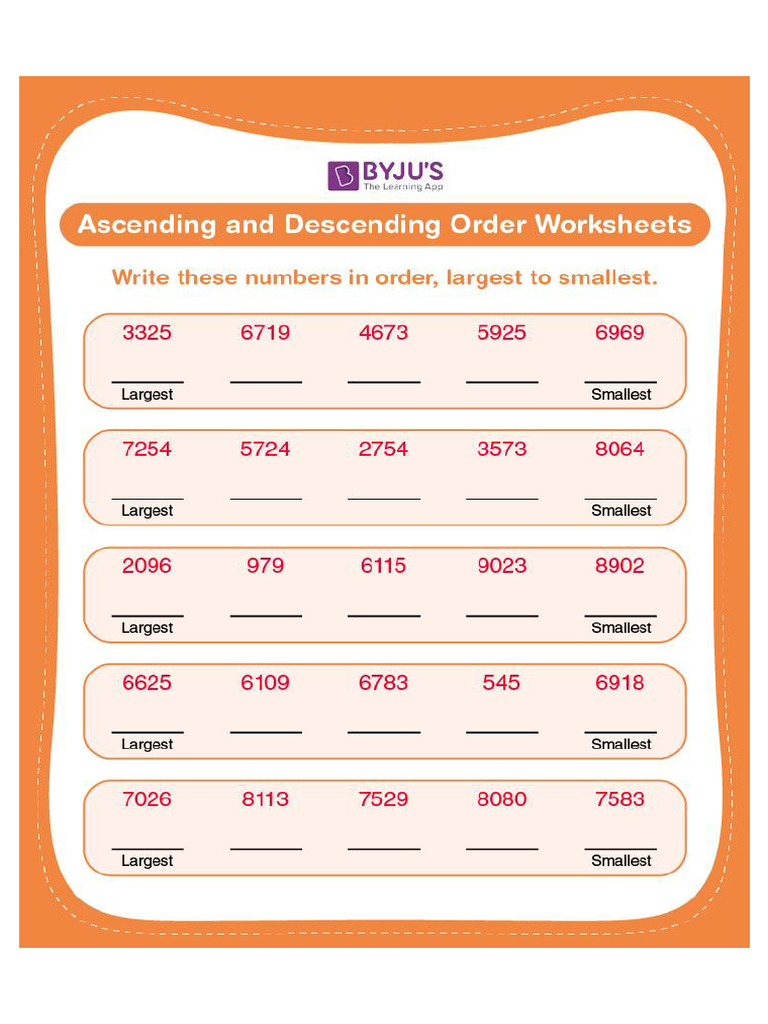 Ascending and Descending Order Worksheets 02 | PDF