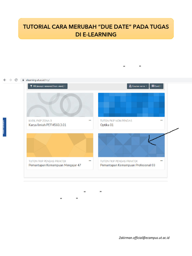 Tutorial Cara Merubah Due Date Tugas Di E-Learning | PDF