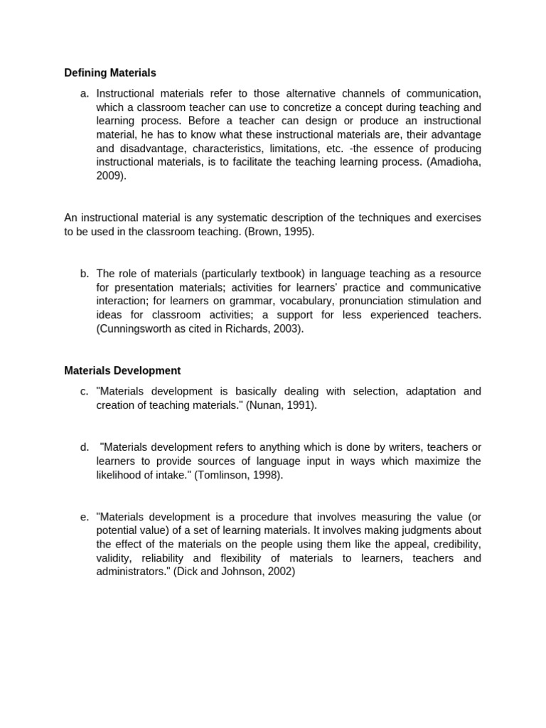 Group 1 Defining Materials | PDF