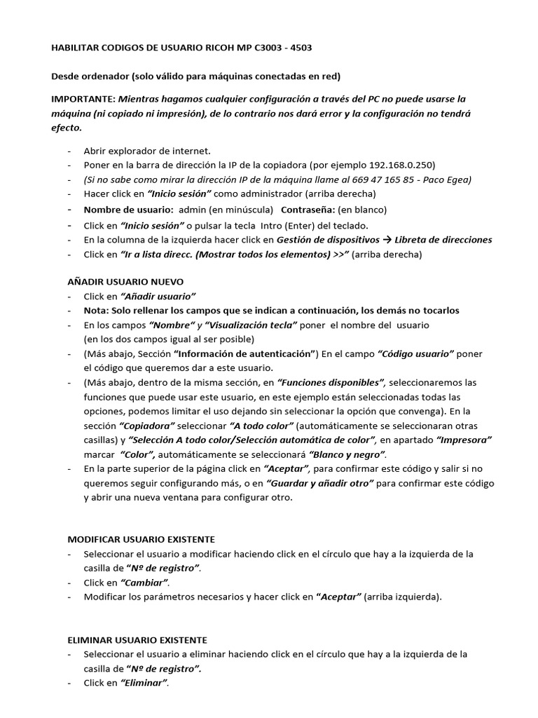 Panelweb MP C3003-4503 | PDF