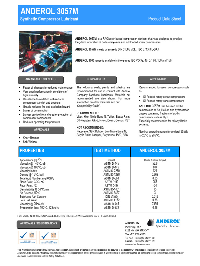 Anderol 3057M Datasheet | PDF