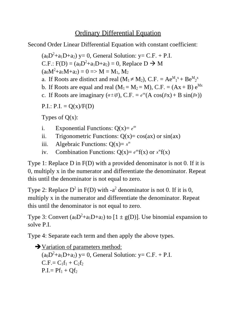 Ordinary Differential Equation | PDF
