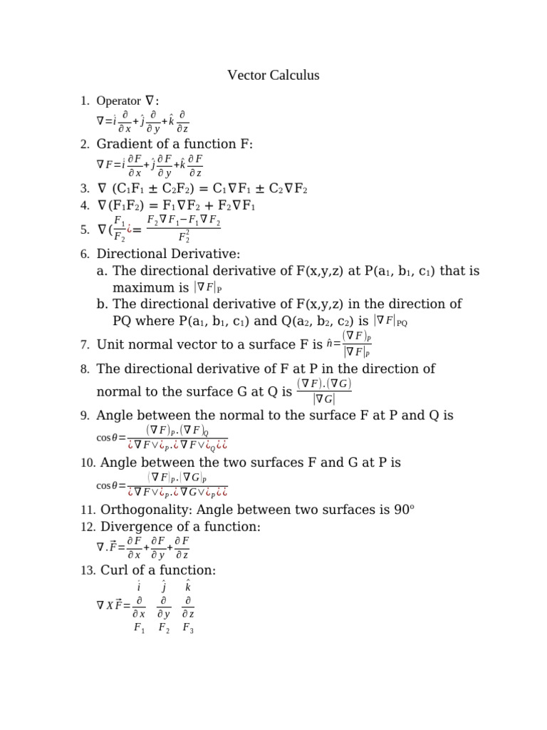 Vector Calculus Pdf