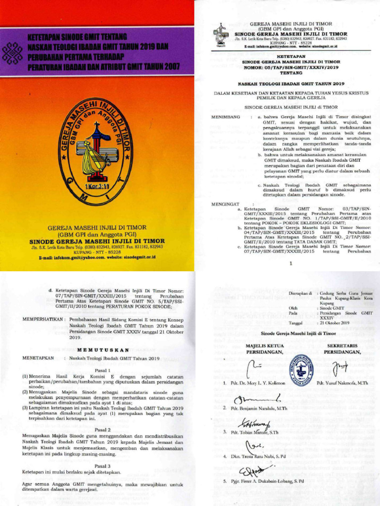 KETETAPAN SINODE GMIT TENTANG NASKAH TEOLOGI IBADAH GMIT TAHUN 2019 DAN PERUBAHAN PERTAMA ...