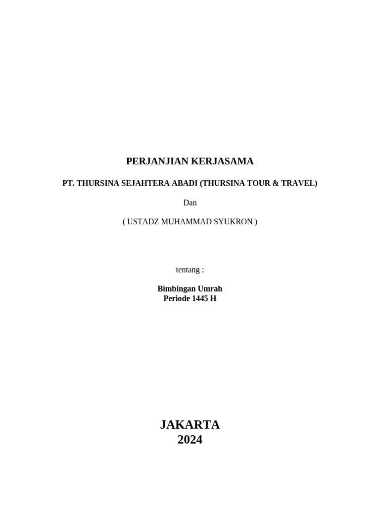 Draft Perjanjian Kerjasama Pembimbing Umrah - Ust Muhammad Syukron | PDF