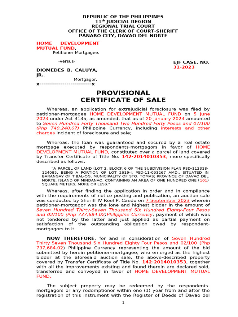 EJF 31-2023 HDMF v. Caluya | PDF