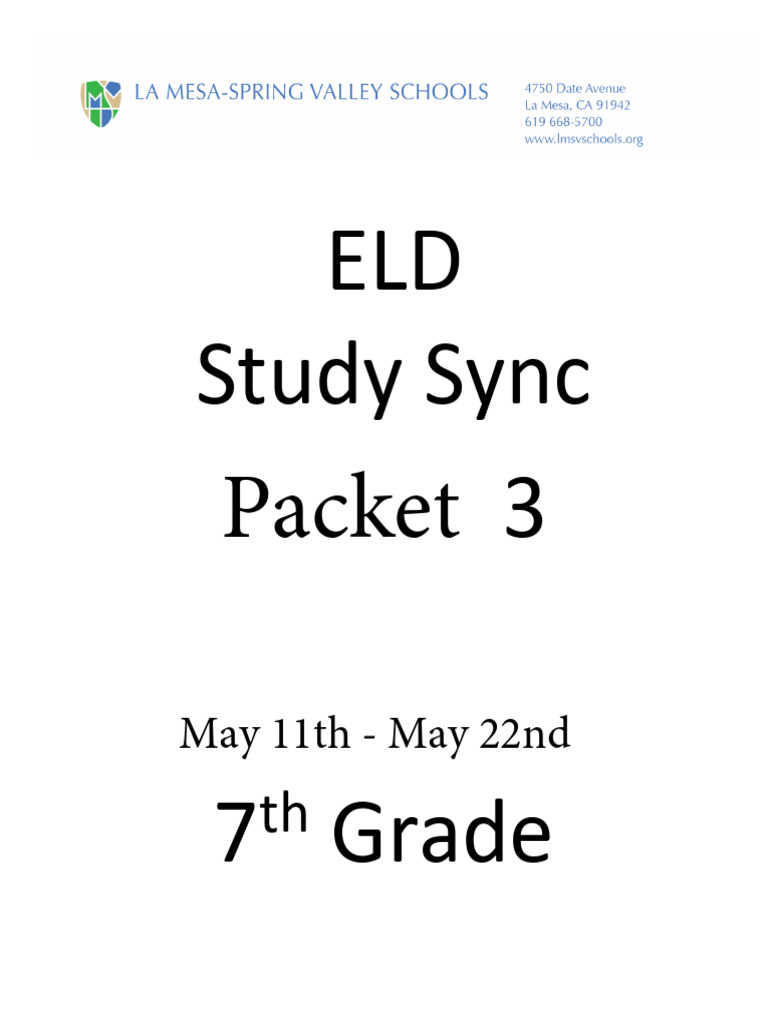 7th Grade Study Sync Packet 3 | PDF
