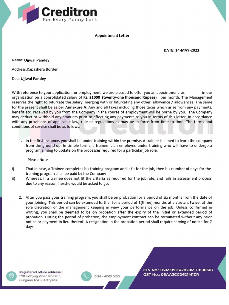 CTN2491 Ujjwal Pandey | PDF | Indemnity | Finance & Money Management