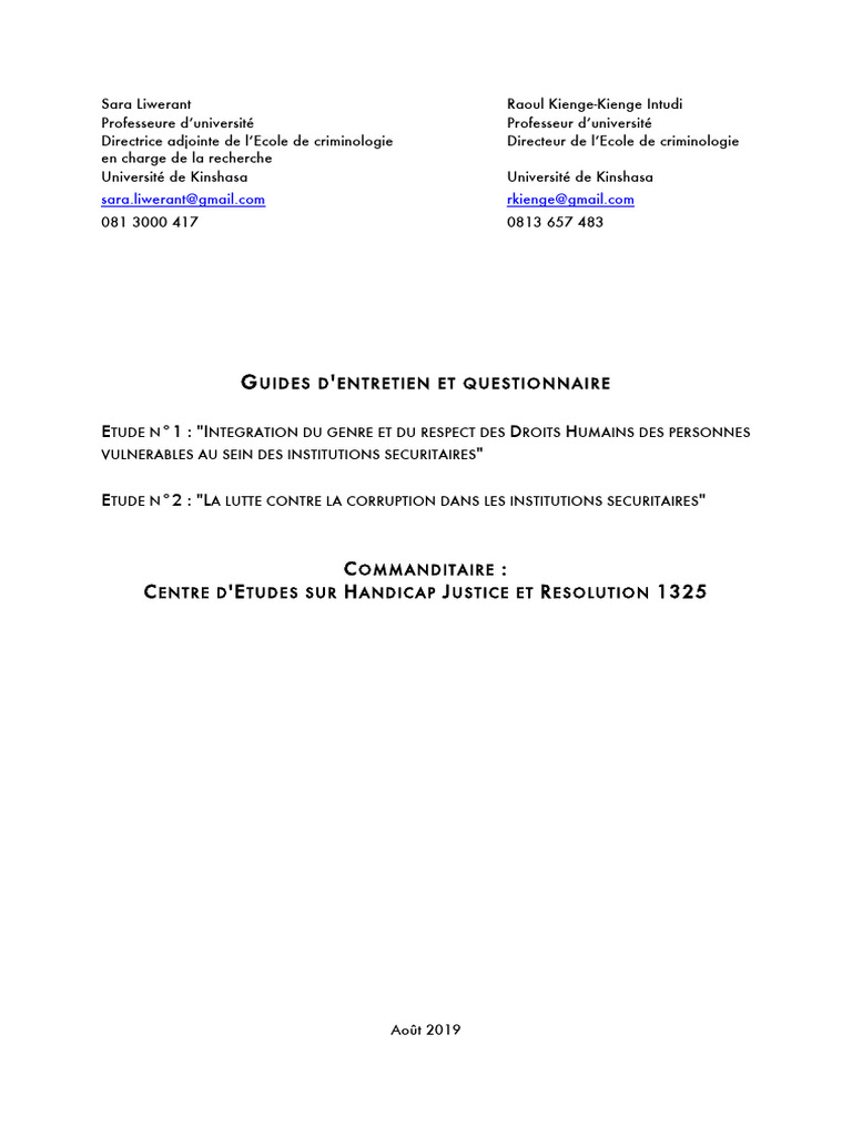 Guides D'entretien Et Questionnaire | PDF